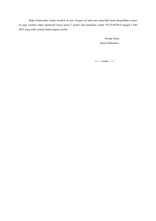 Contoh Surat Somasi | DOCX