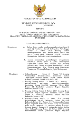 Contoh surat-keputusan-kepala-desa-tentang-pembentukan-panitia-bpd- | PDF