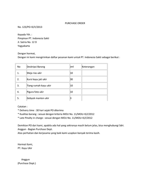Contoh surat-pemesanan-barang-atau-purchase-order | DOC