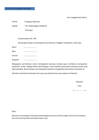 Contoh surat-pengajuan-beasiswa | PDF