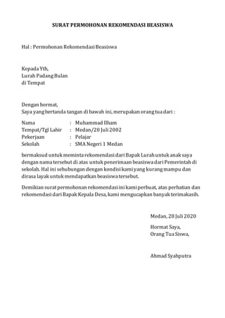 Contoh surat-permohonan-rekomendasi-doc | DOCX