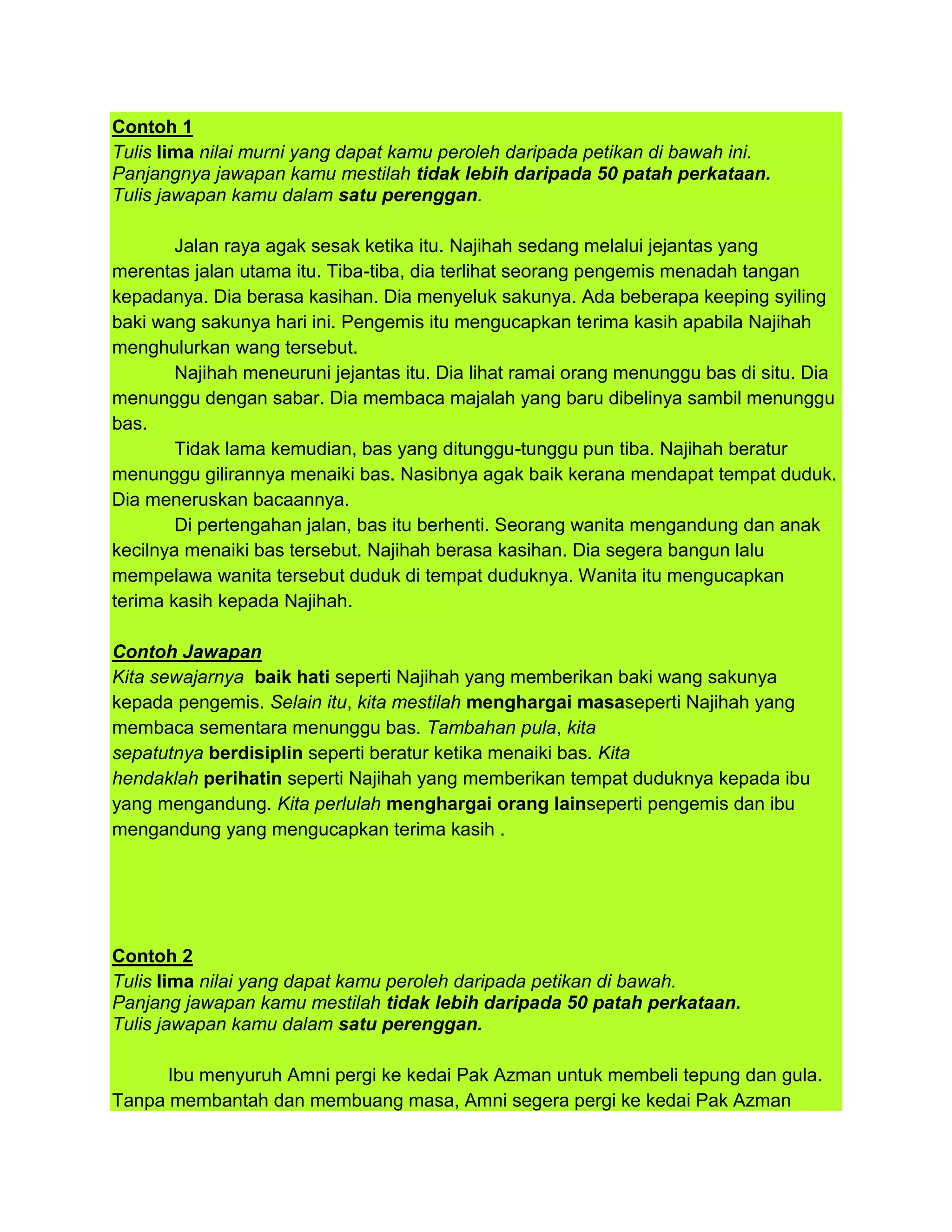 Contoh 1 latihan nilai | DOCX
