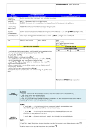 CONTOH 2 RPH PRA 2022-TS25.docprasekolahx | PDF