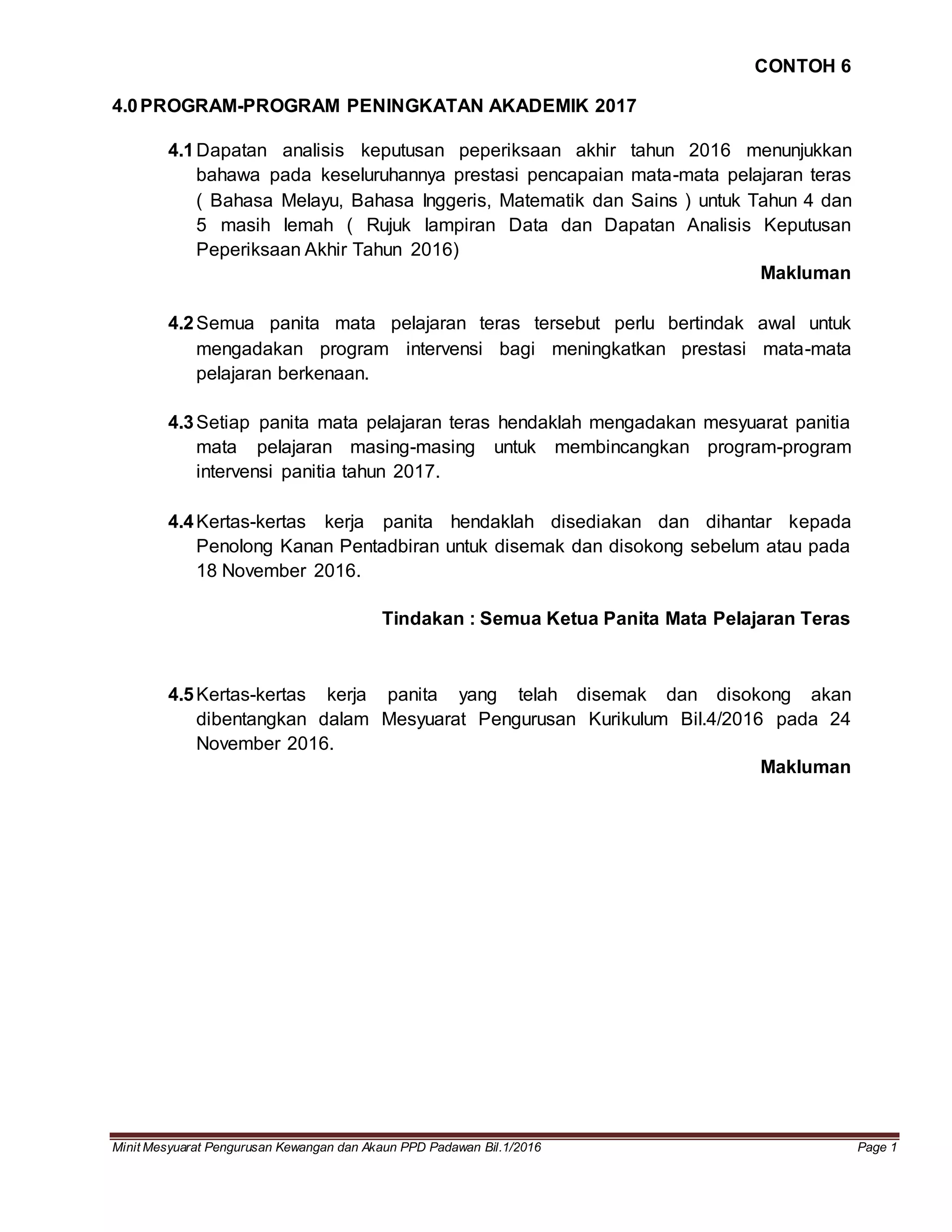 Contoh 6 makluman vs tindakan | PDF