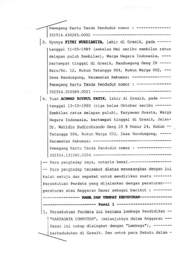 Contoh akta lkp | PDF