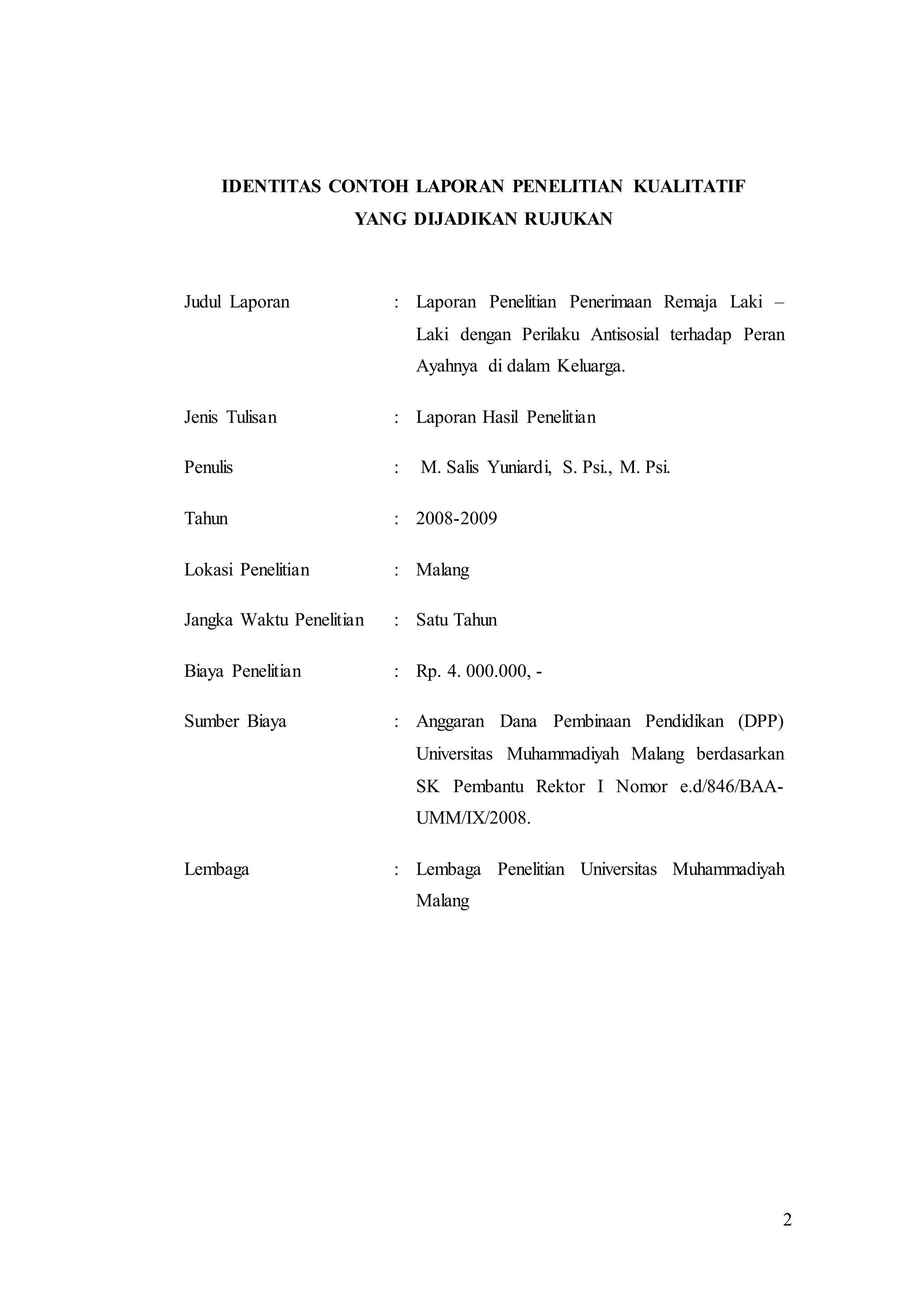 Contoh analisis dan interpretasi data pada penelitian kualitatif | DOCX