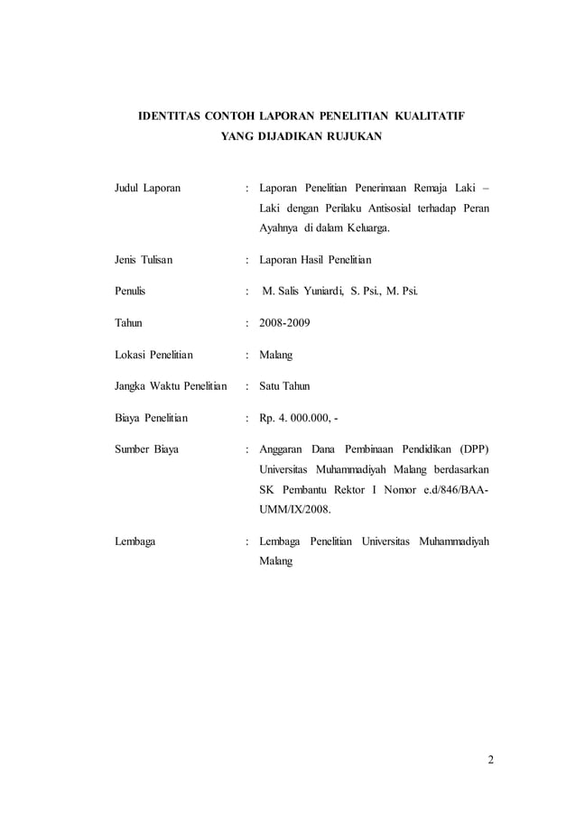 Contoh analisis dan interpretasi data pada penelitian kualitatif | DOCX