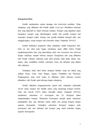 Contoh analisis dan interpretasi data pada penelitian kualitatif | DOCX