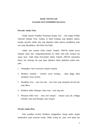 Contoh analisis dan interpretasi data pada penelitian kualitatif | PDF
