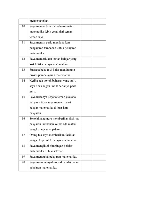 Contoh angket | DOCX