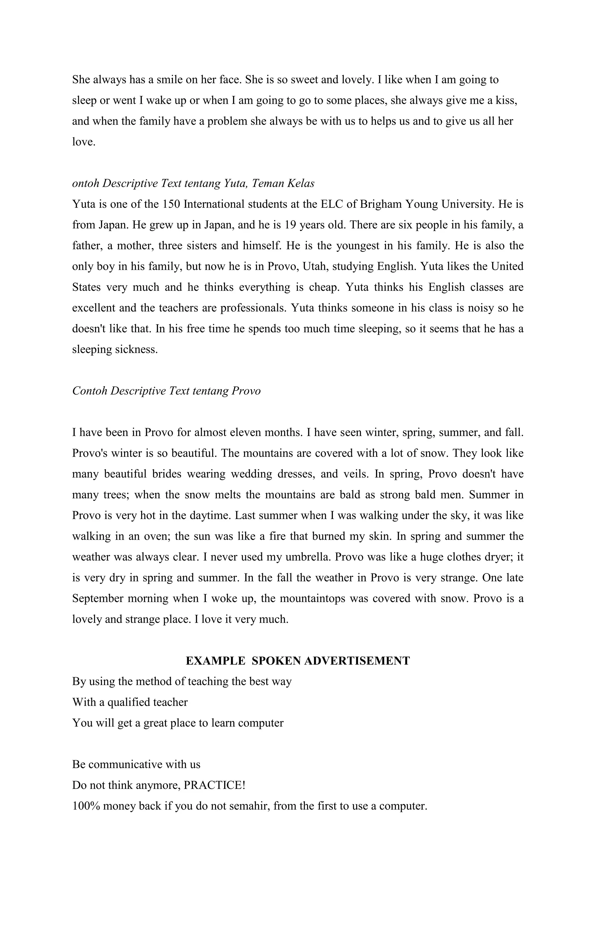 Contoh announcement text | DOCX