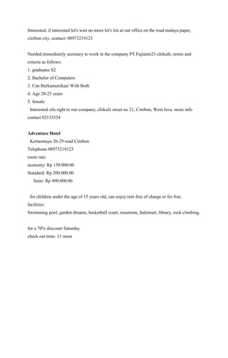 Contoh announcement text | DOCX