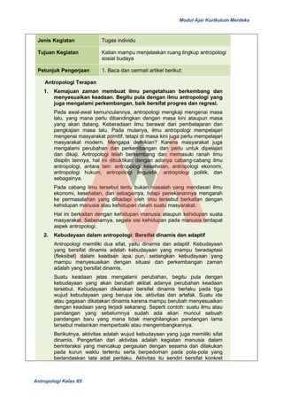 Modul Ajar Antropologi Kelas 12 Kurikulum Merdeka | PDF