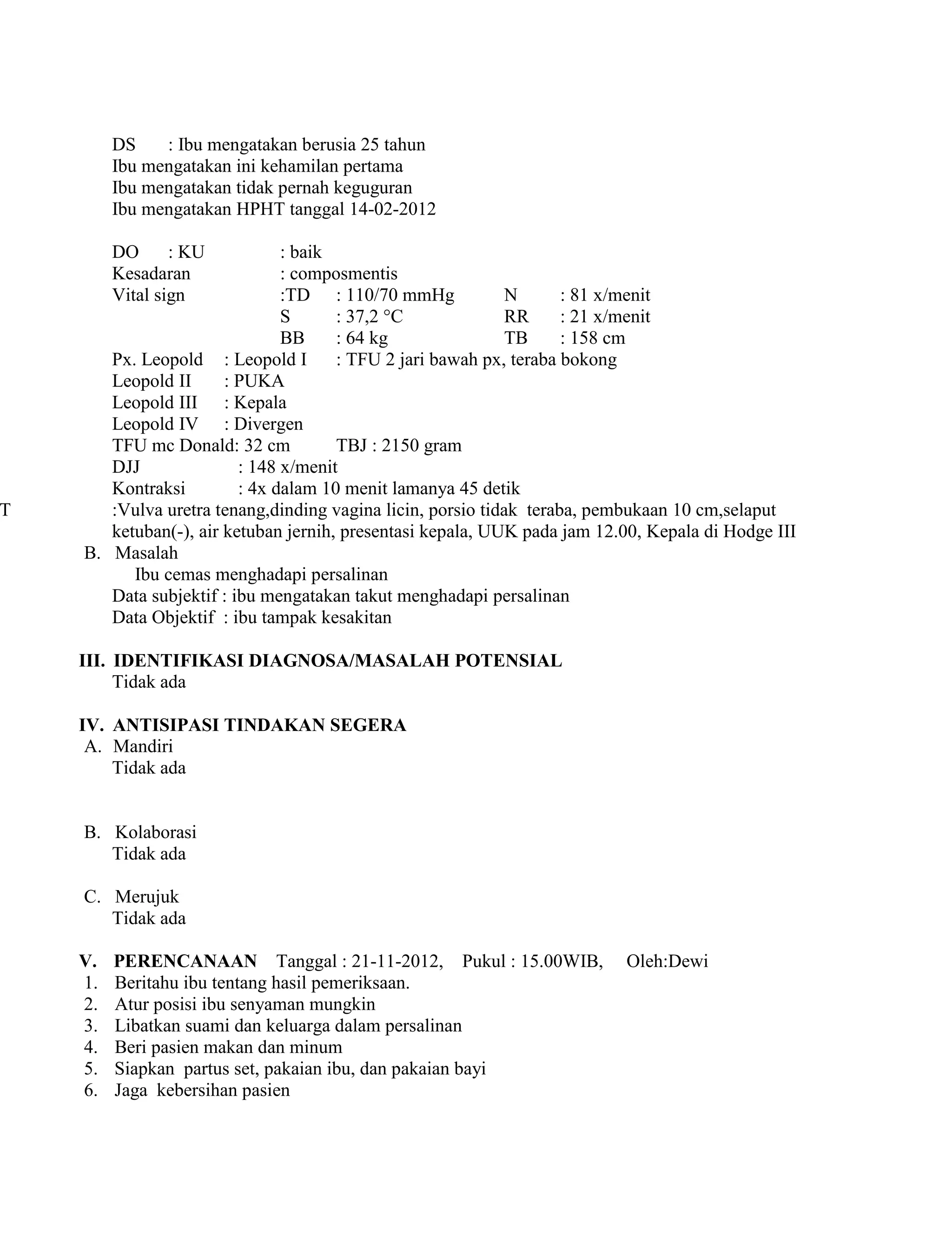 Contoh askeb bersalin normal | DOCX
