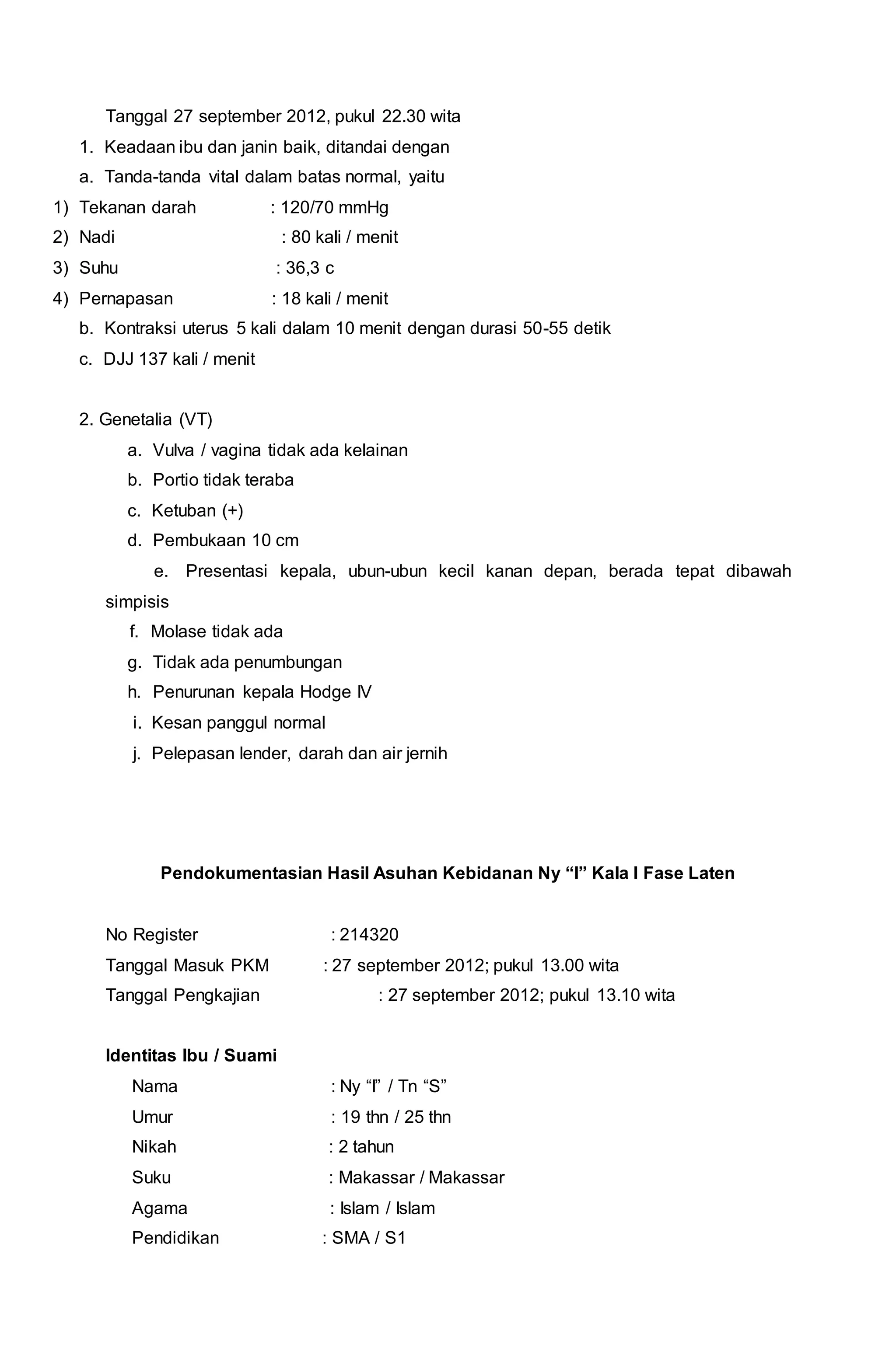 Contoh askeb persalinan normal | DOCX