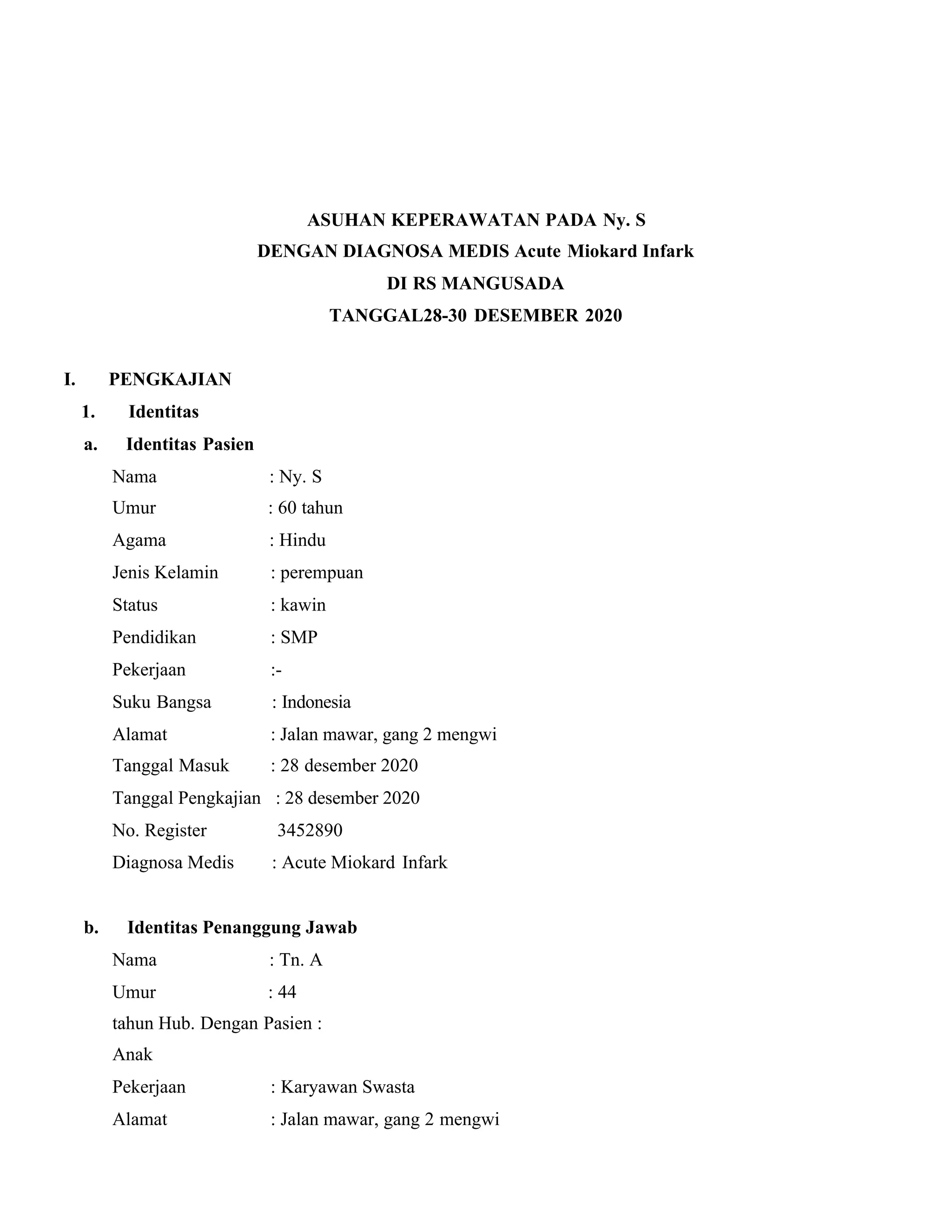 Contoh askep KMB SEBAGAI DASAR KEPERAWATAN | DOCX