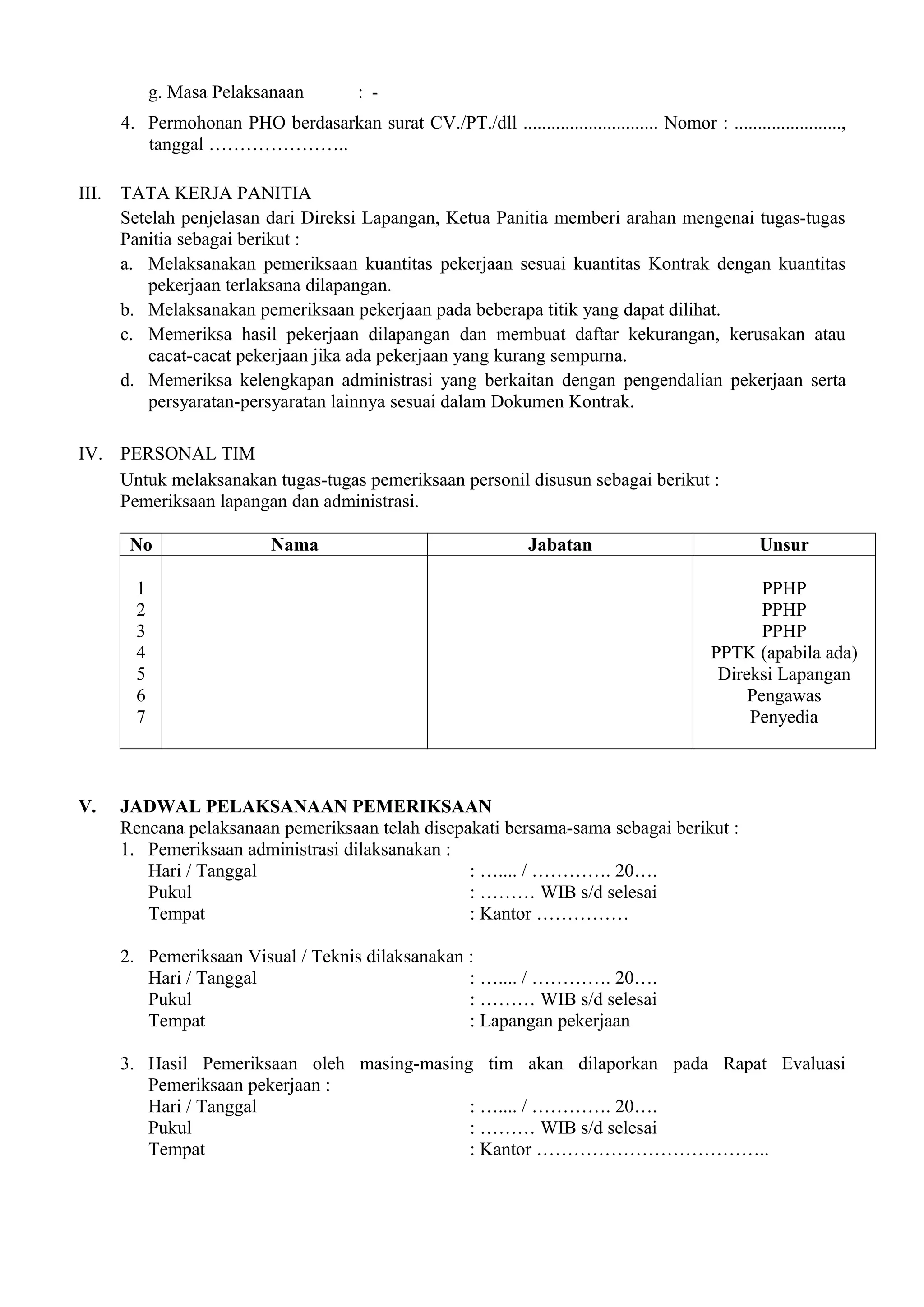 Contoh berita acara pho proses ba pemeriksaan pek | DOC