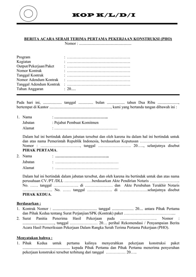 Contoh berita acara pho proses ba pemeriksaan pek | DOC