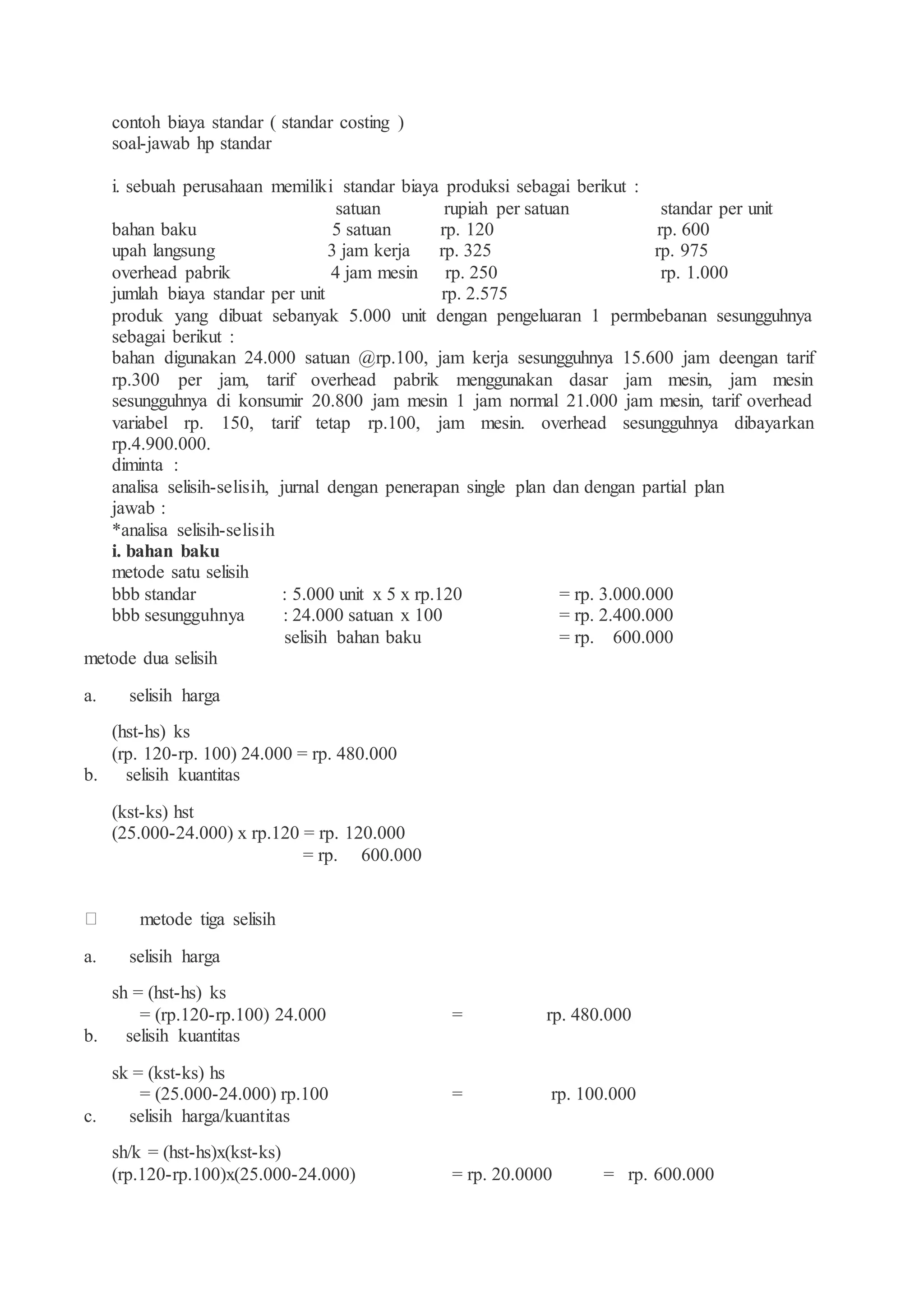 Contoh biaya standar | DOCX
