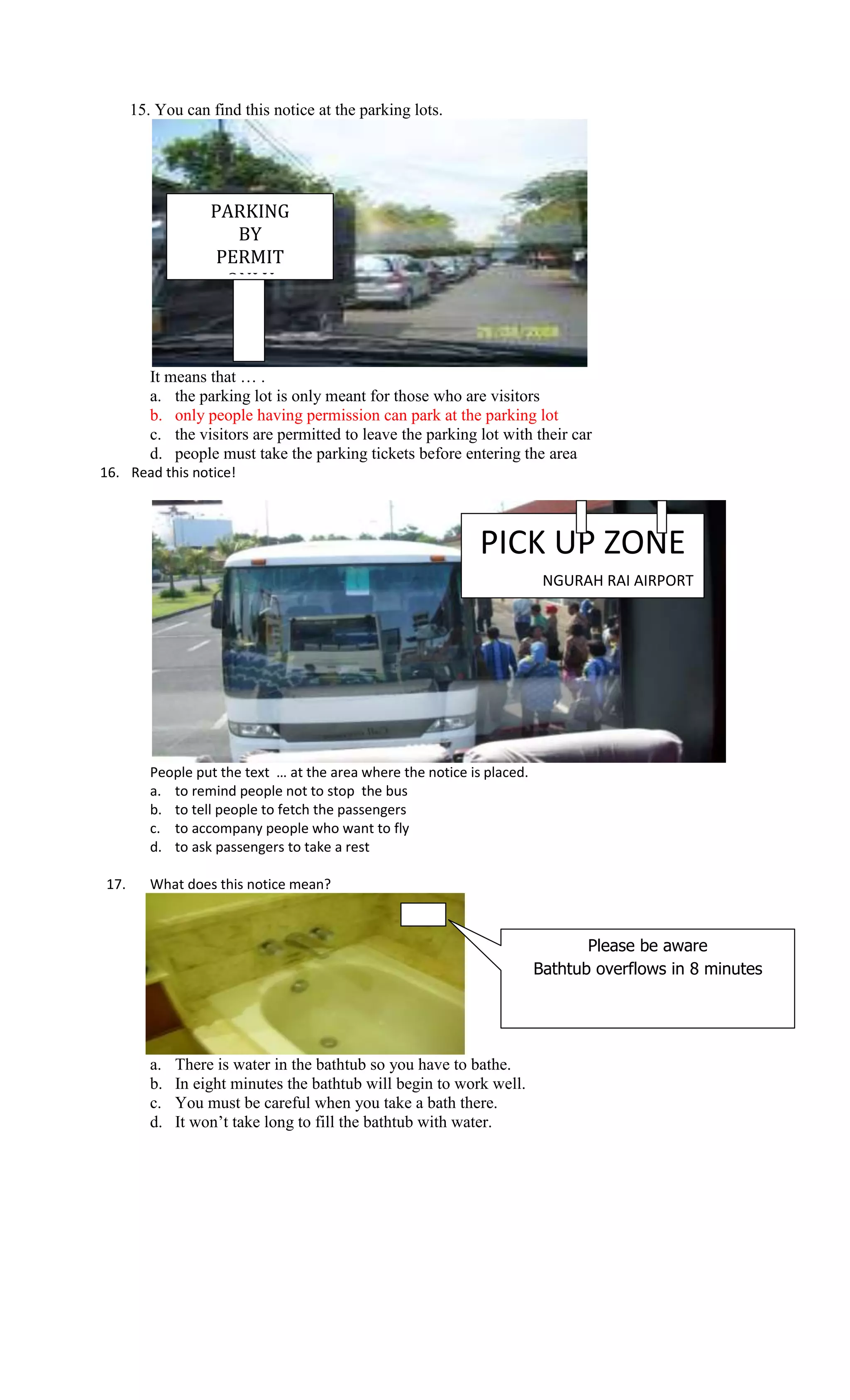 Contoh SOAL CAUTION, NOTICE, WARNING UN BAHASA INGGRIS SMP 2014 | DOCX