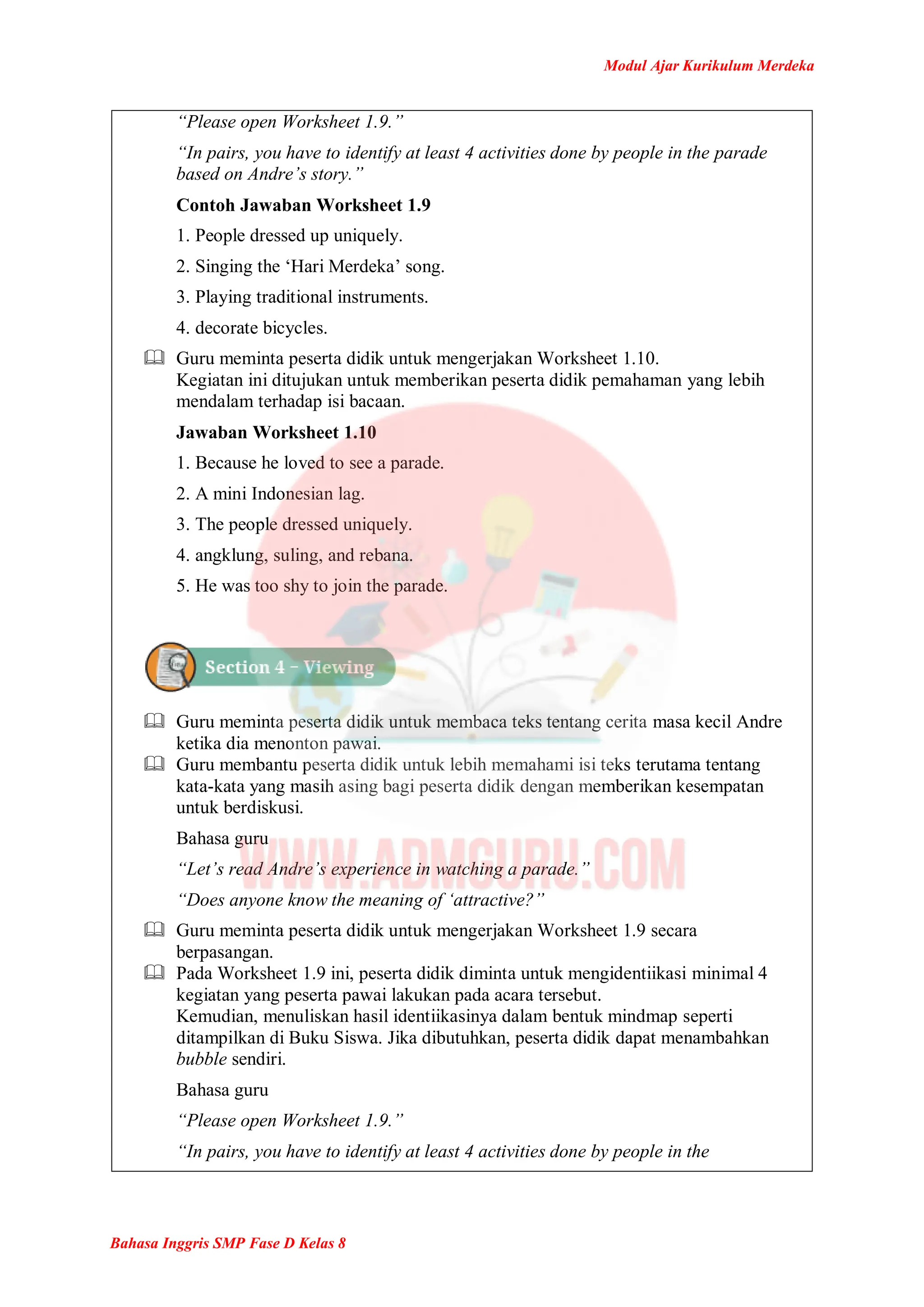 Modul Ajar B Inggris Kelas 8 Kurikulum Merdeka | PDF