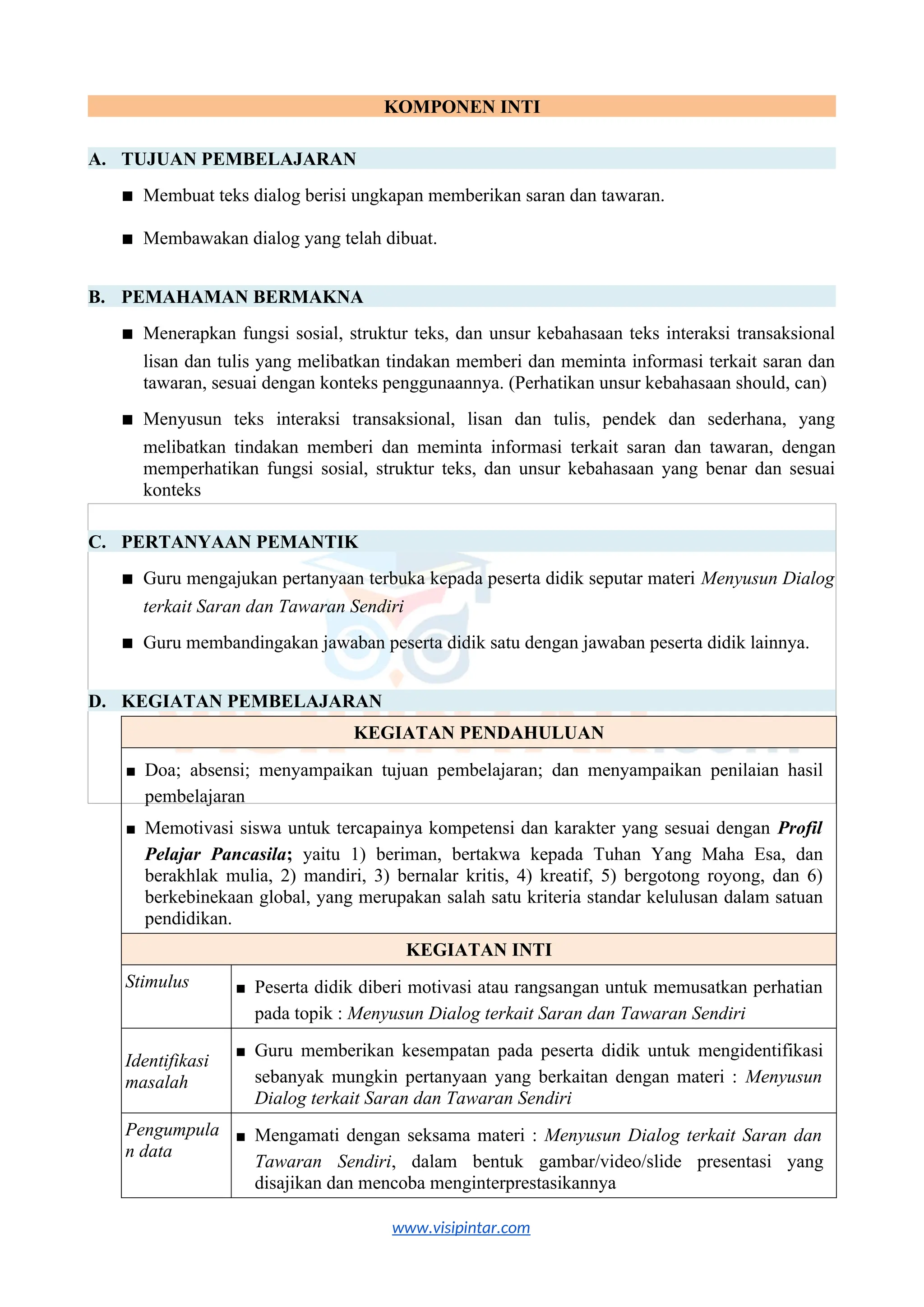 Modul Ajar Bahasa Inggris SMA Kelas 11 Kurikulum Merdeka | DOCX