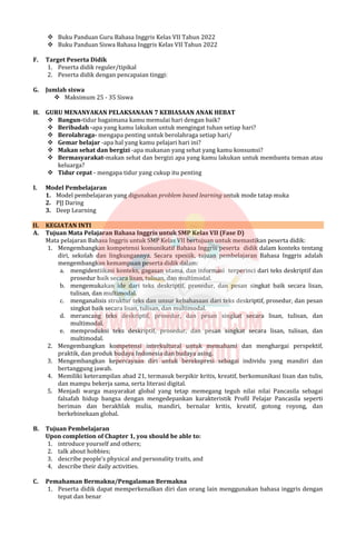 Modul Ajar B Inggris Kelas 7 Deep Learning | PDF