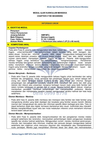Modul Ajar B Inggris Kelas 9 Kurikulum Merdeka | PDF