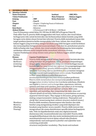 Modul Ajar B Inggris Kelas 9 Deep Learning | PDF