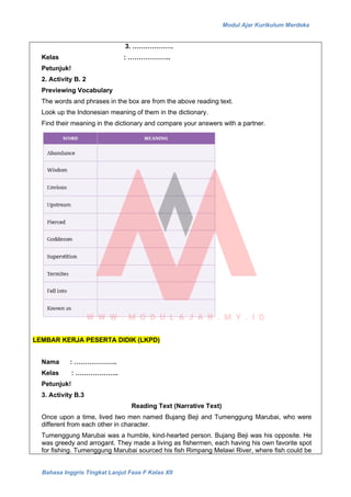 Modul Ajar B Inggris TL Kelas 12 Kurikulum Merdeka | PDF