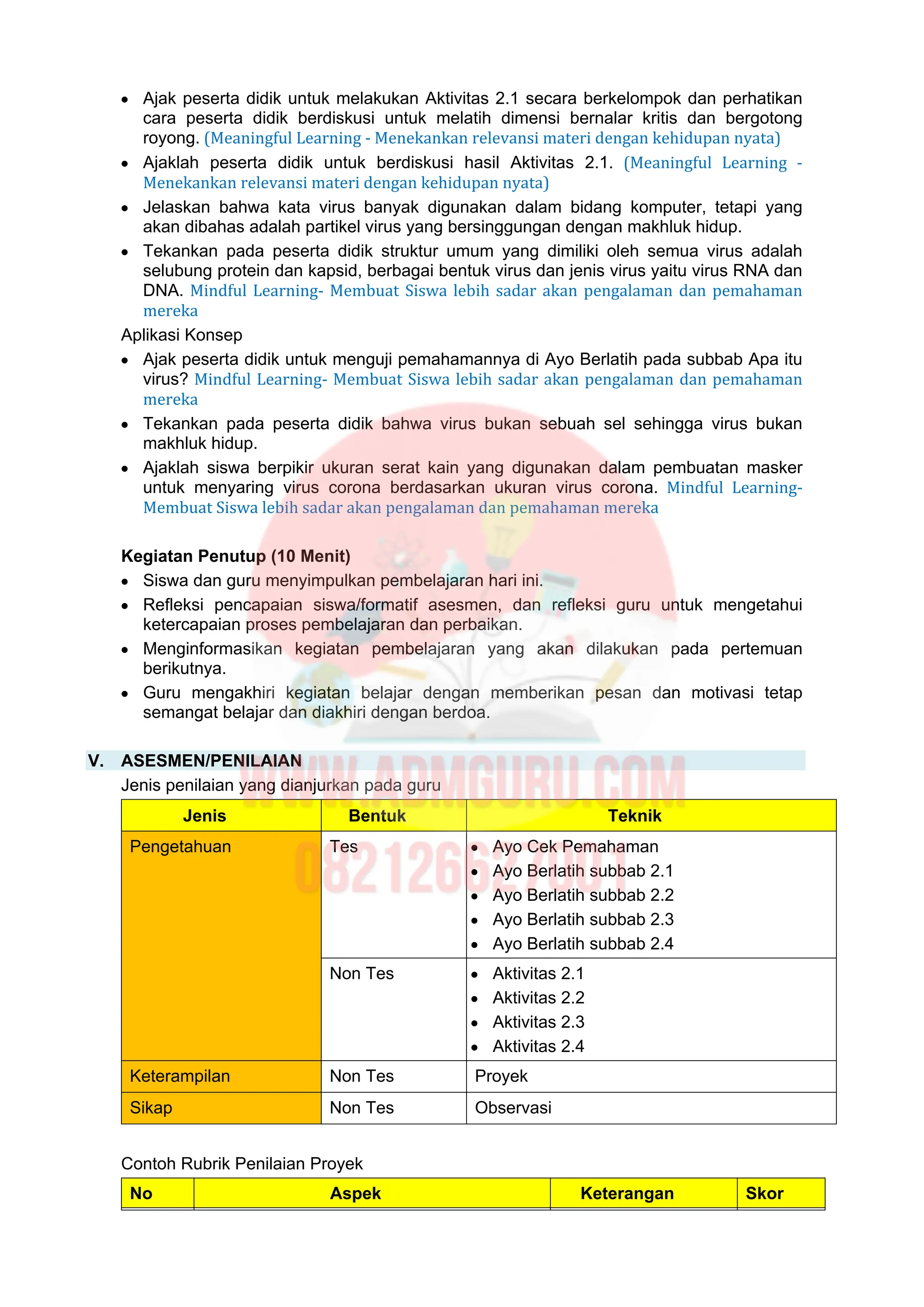 Modul Ajar Biologi Kelas 10 Deep Learning | PDF