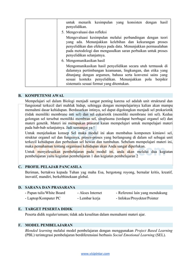 Modul Ajar Biologi SMA Kelas 11 Kurikulum Merdeka | DOCX