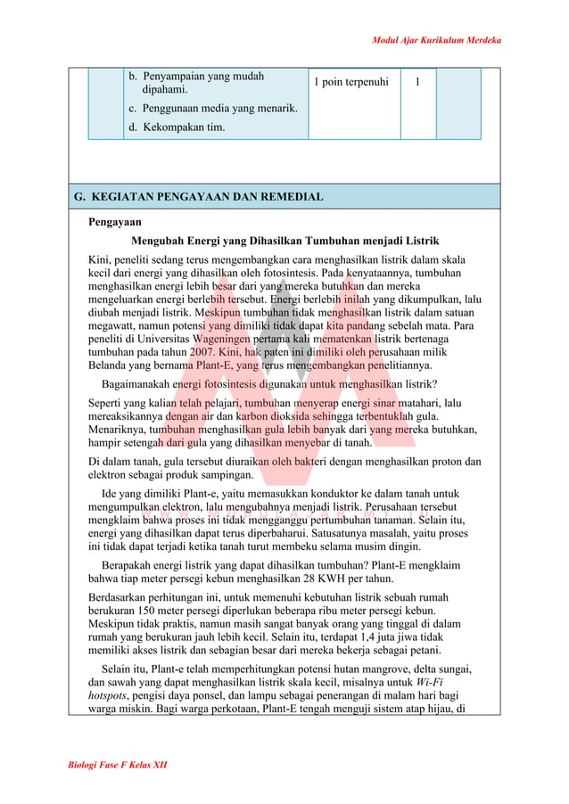 Modul Ajar Biologi Kelas 12 Kurikulum Merdeka | PDF