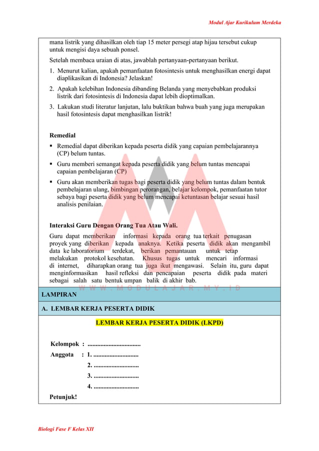 Modul Ajar Biologi Kelas 12 Kurikulum Merdeka | PDF