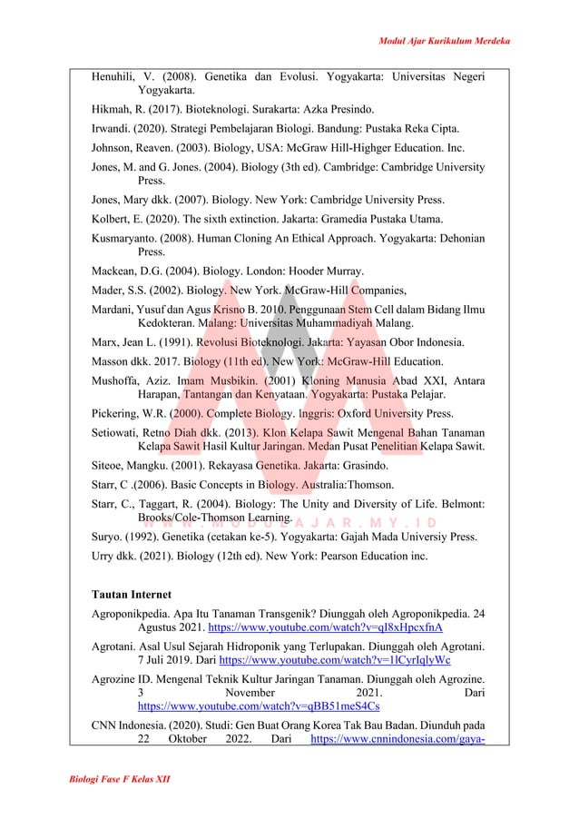 Modul Ajar Biologi Kelas 12 Kurikulum Merdeka | PDF