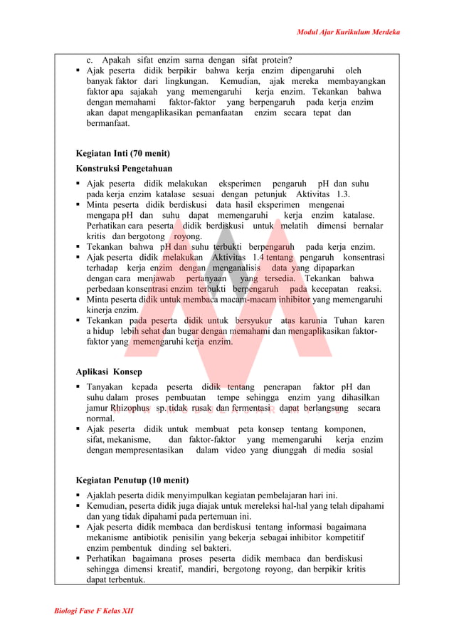 Modul Ajar Biologi Kelas 12 Kurikulum Merdeka | PDF