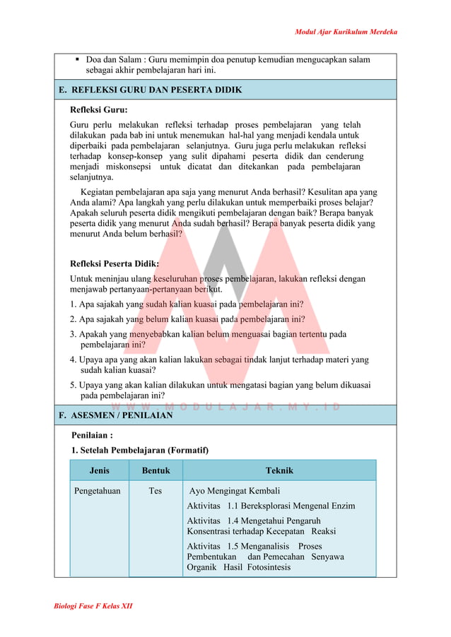 Modul Ajar Biologi Kelas 12 Kurikulum Merdeka | PDF