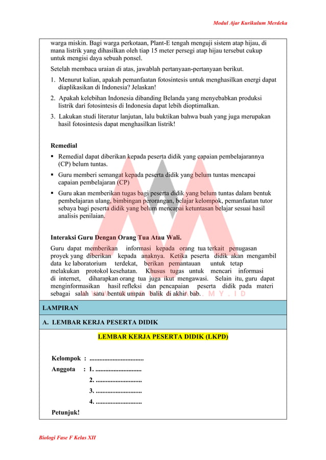 Modul Ajar Biologi Kelas 12 Kurikulum Merdeka | PDF