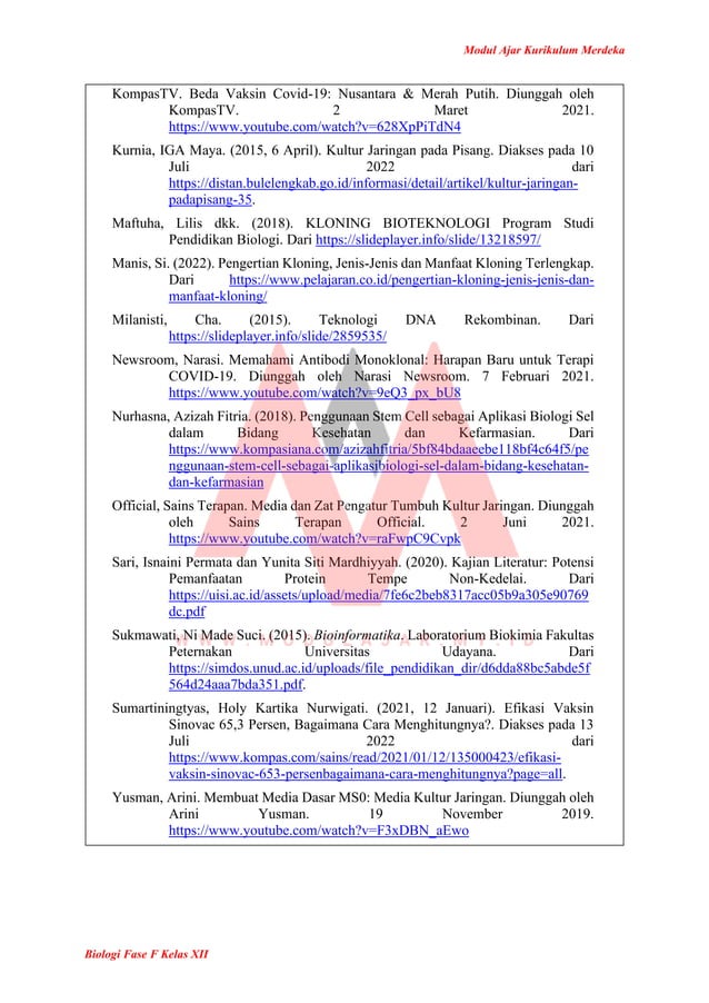 Modul Ajar Biologi Kelas 12 Kurikulum Merdeka | PDF