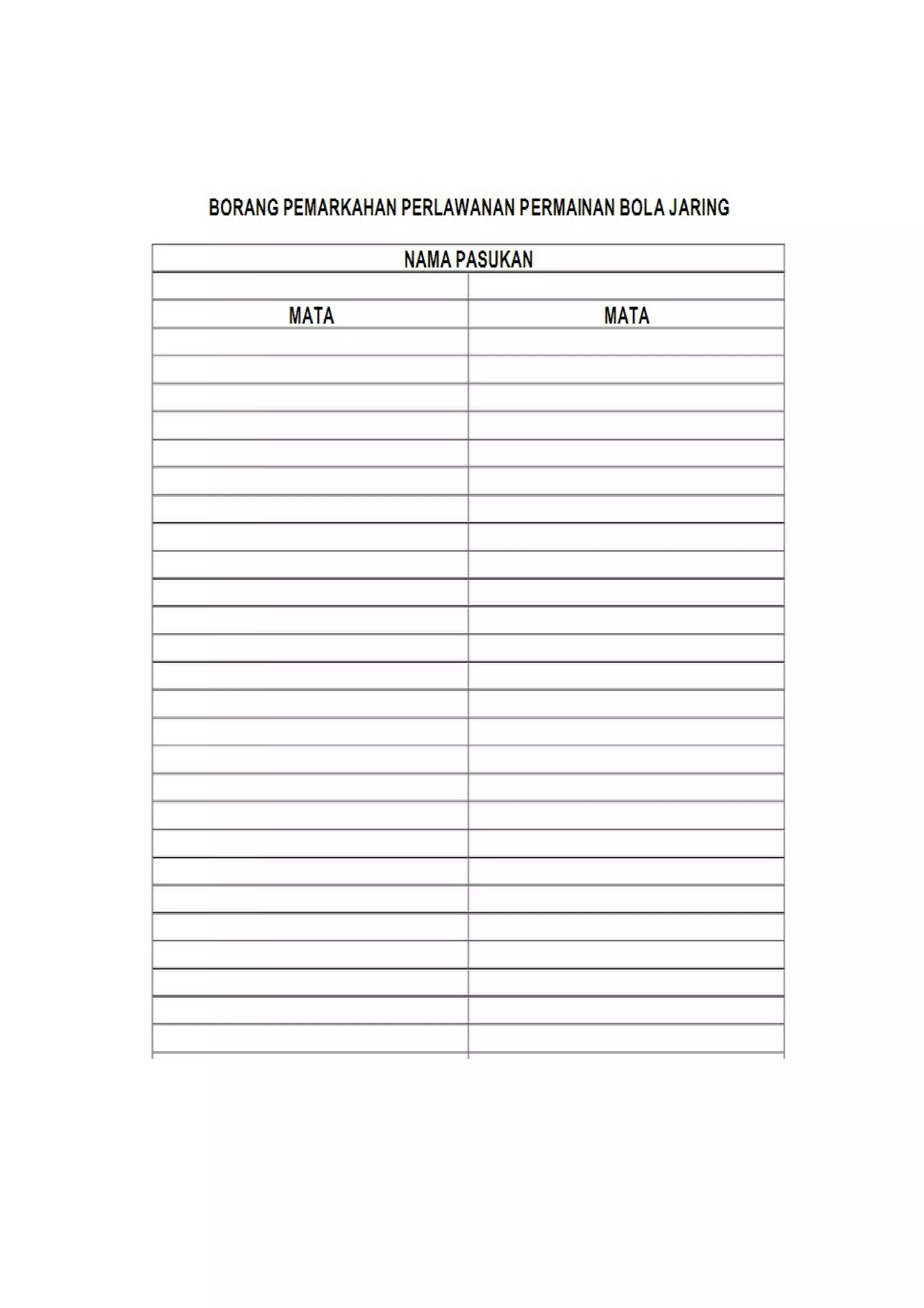 Contoh borang penyertaan dan pemarkahan | DOC