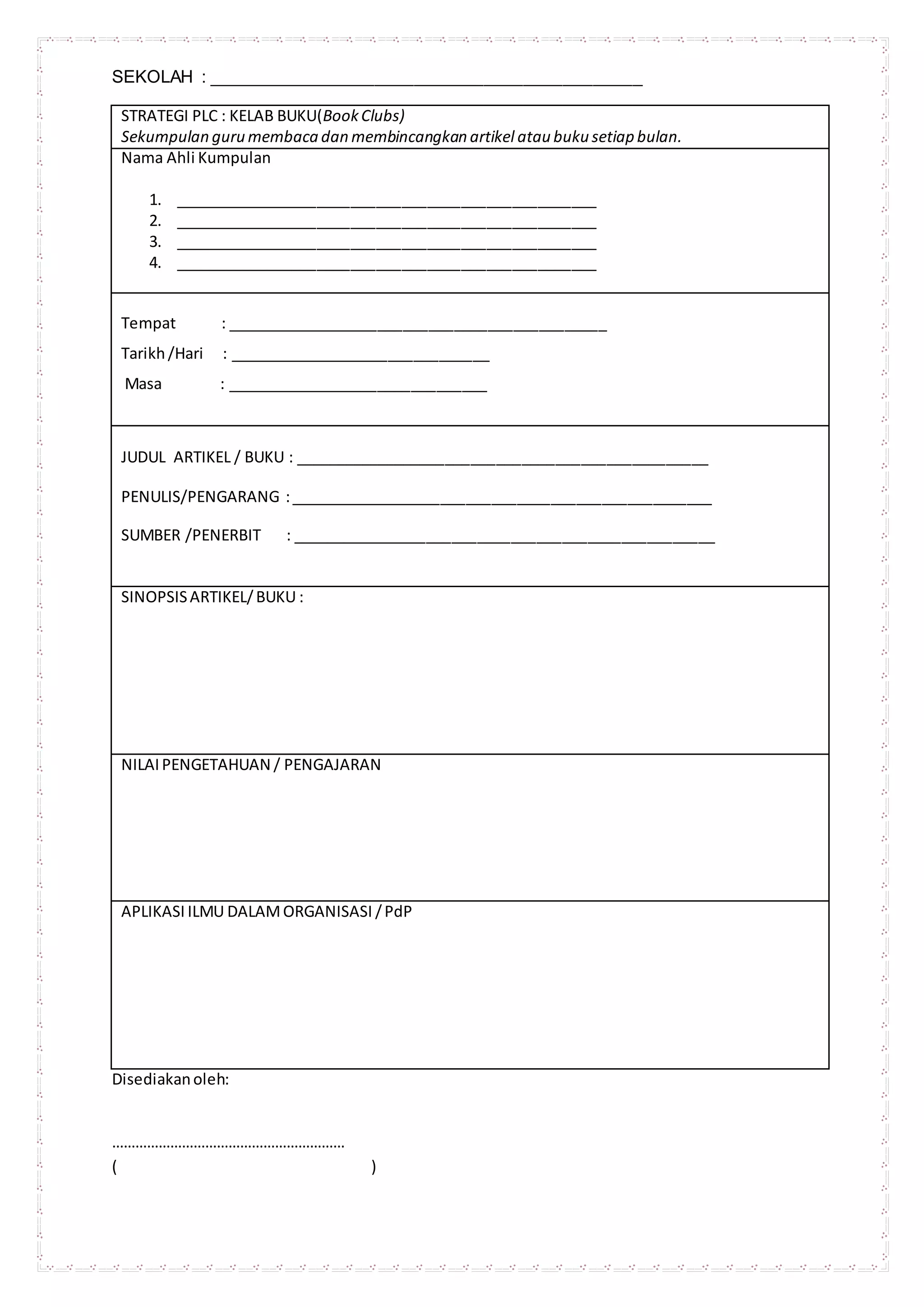 Contoh Borang Plc Docx