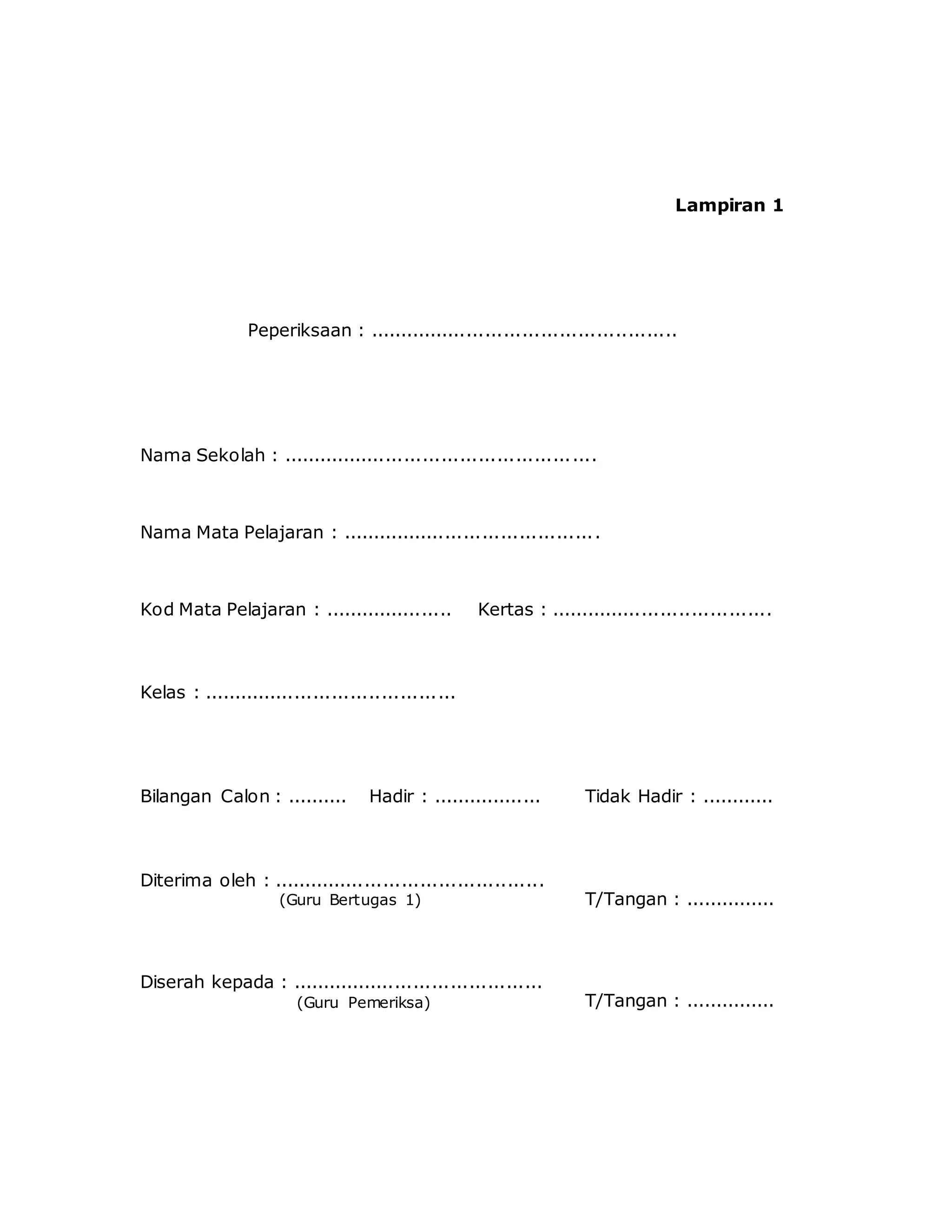 Contoh buku panduan peperiksaan sekolah | DOCX