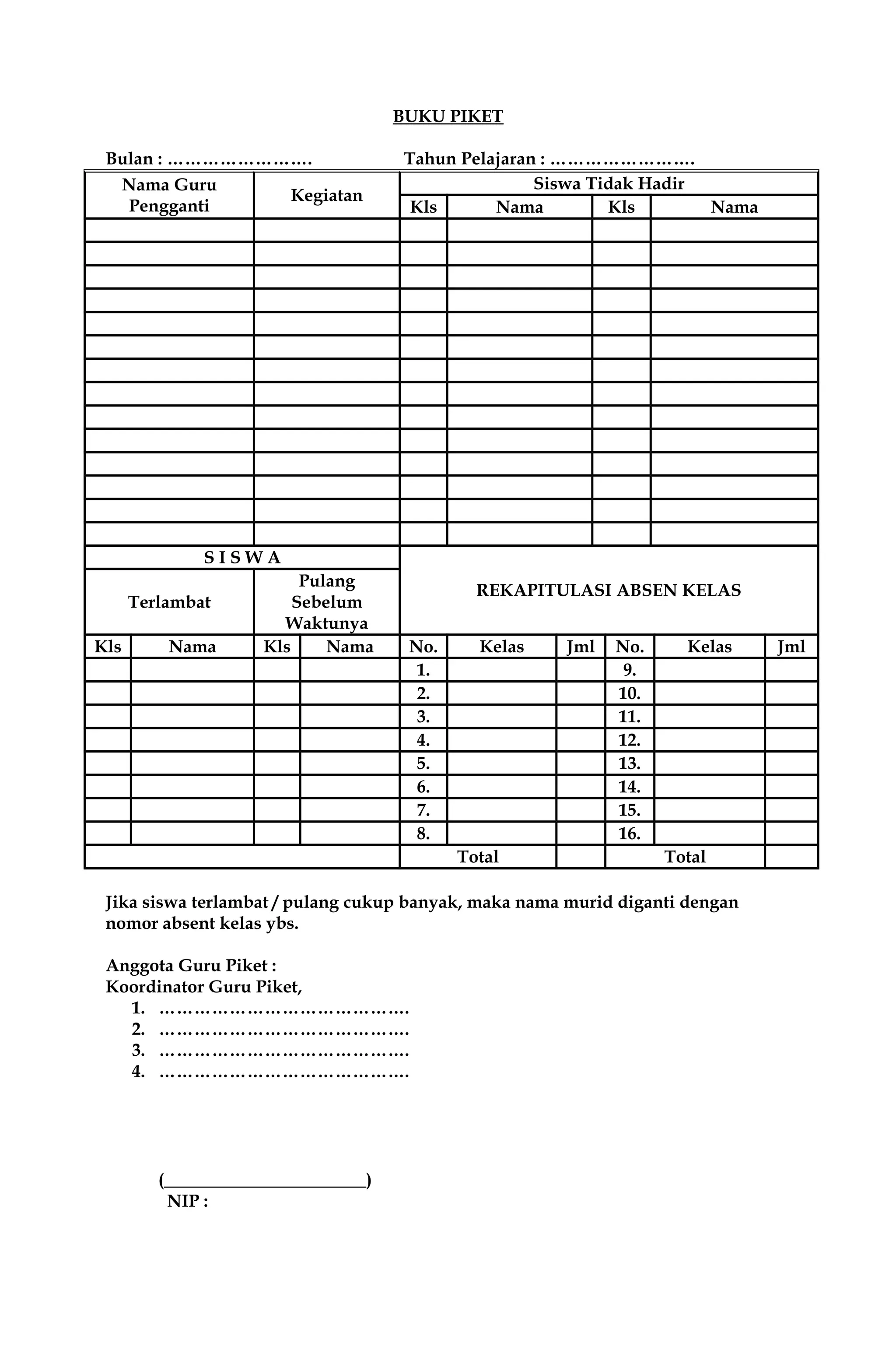 Contoh buku piket administrasi tata usaha sekolah terbaru tahun 2015 ...