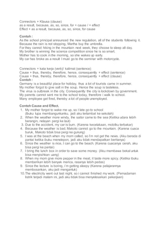 Contoh cause and effect | DOCX