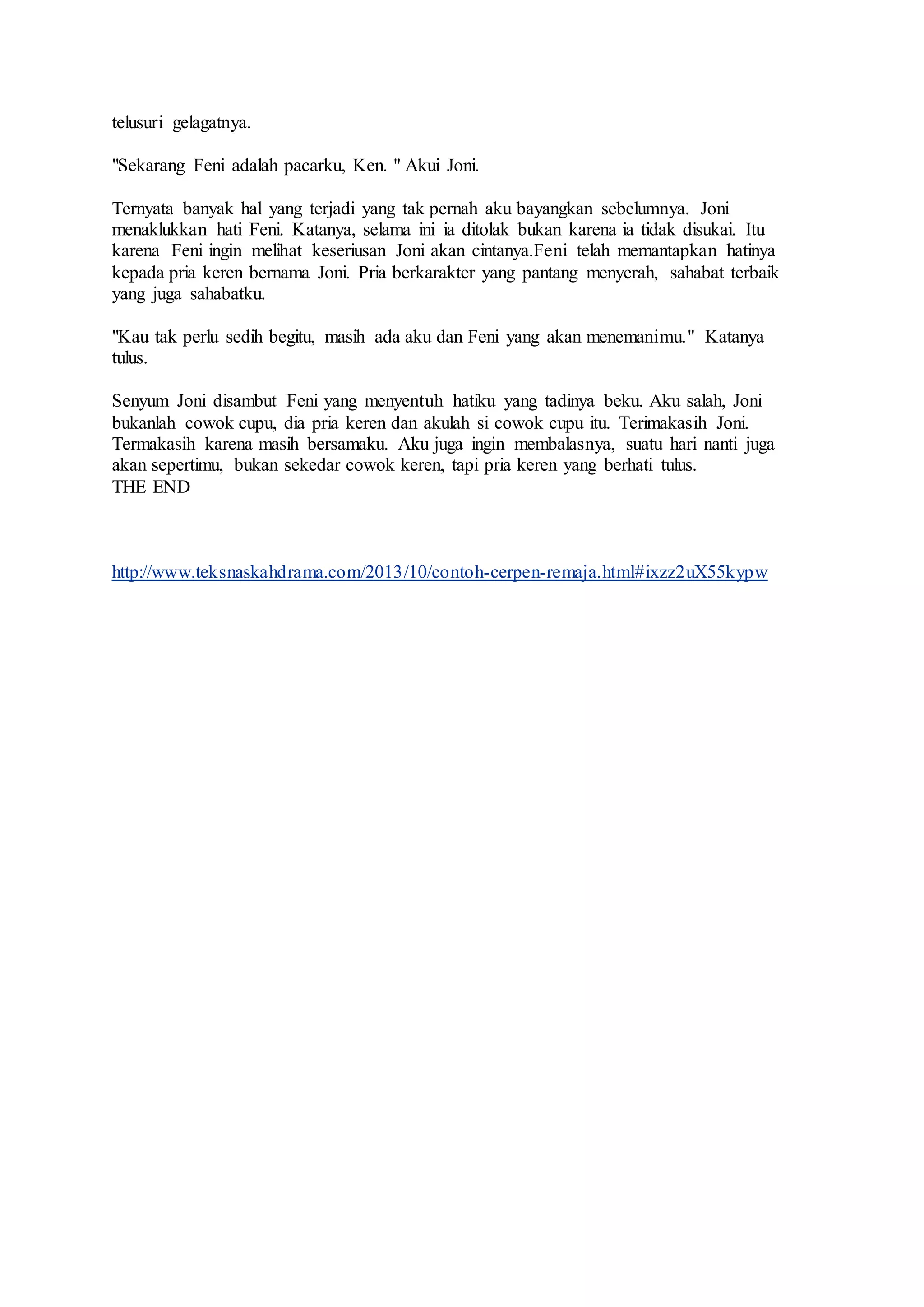 Contoh cerpen persahabatan | DOCX