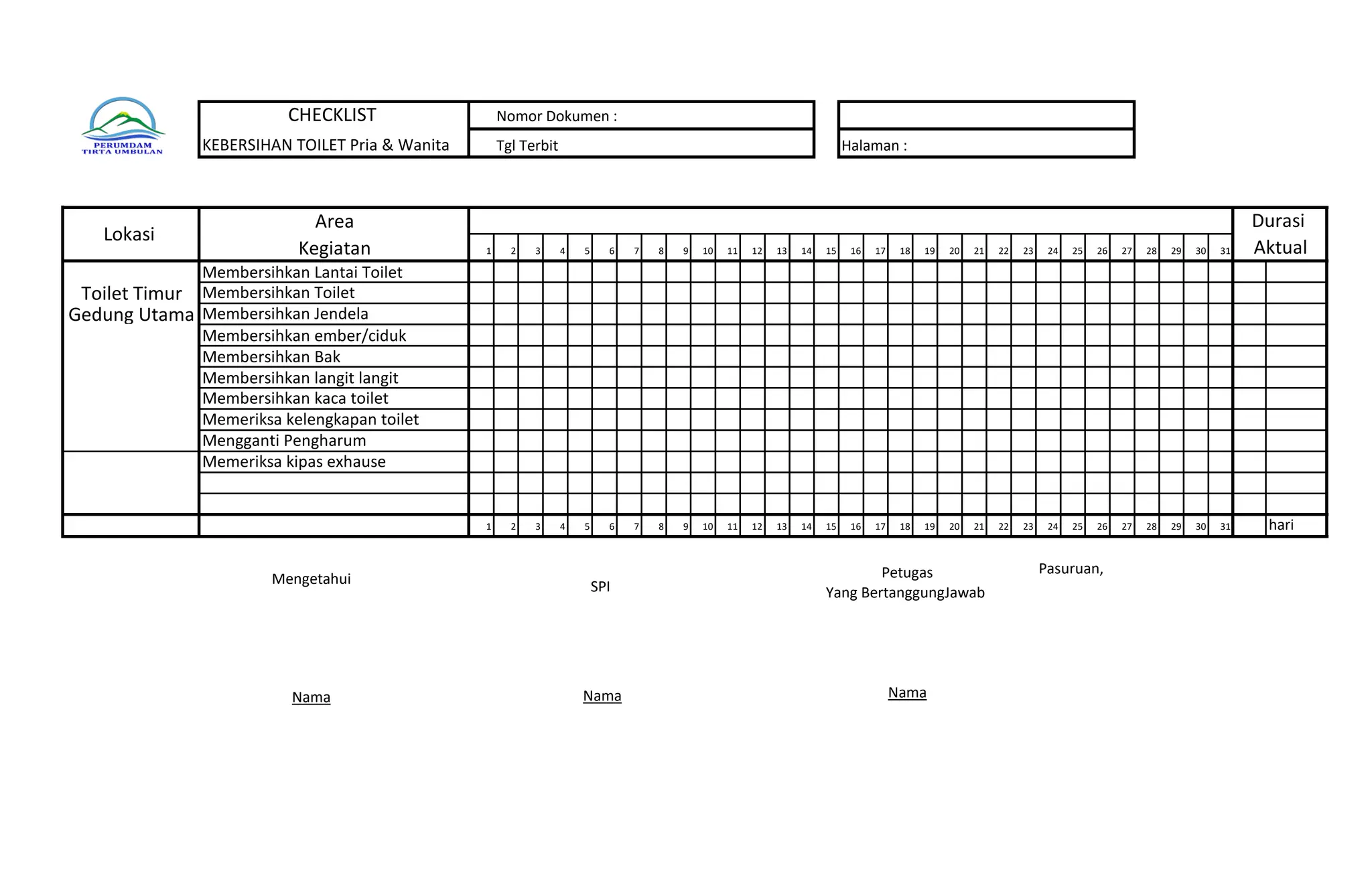 Contoh Checklist Sarana prasarana pelayanan | PPT