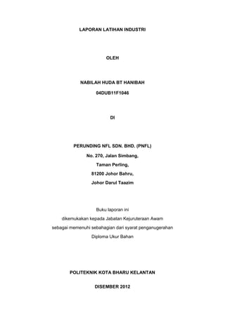 Contoh Muka Depan Latihan Industri | DOCX