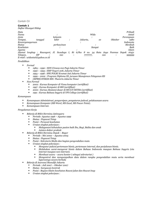 Contoh cv | DOCX