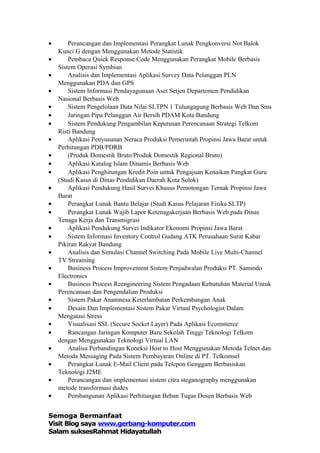 Contoh daftar judul skripsi teknik informatika | DOC