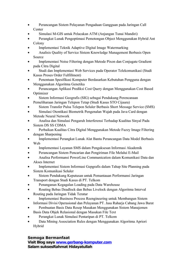 Contoh daftar judul skripsi teknik informatika | DOC